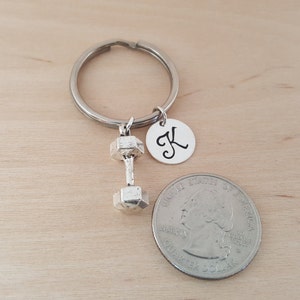 Dumbbell Keychain - Gym Charm - Personalized Gift - Initial Keychain ...