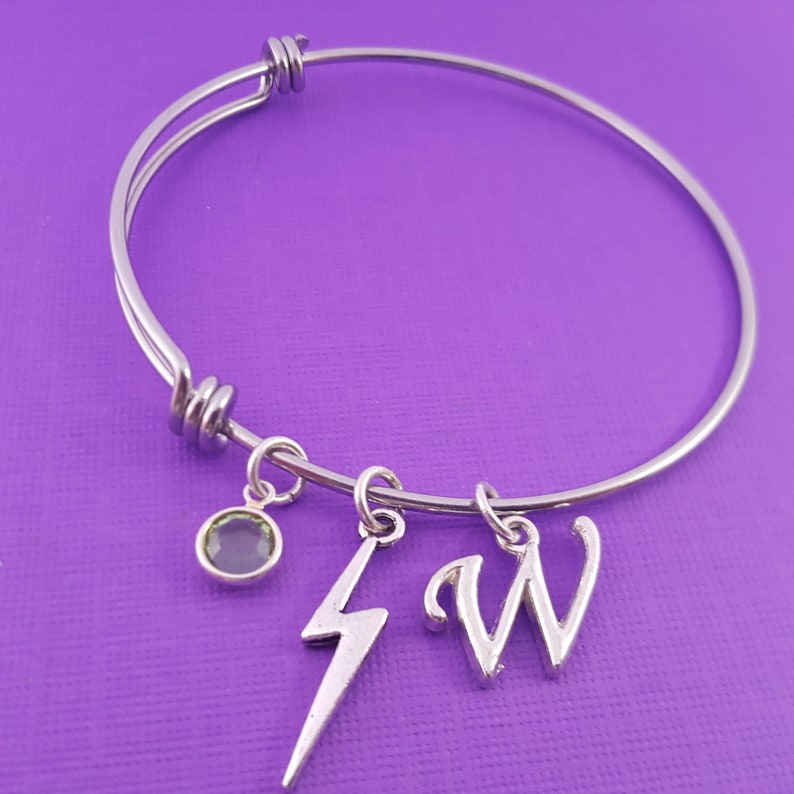 Lightning Bolt Bangle Silver Adjustable Bangle - Etsy