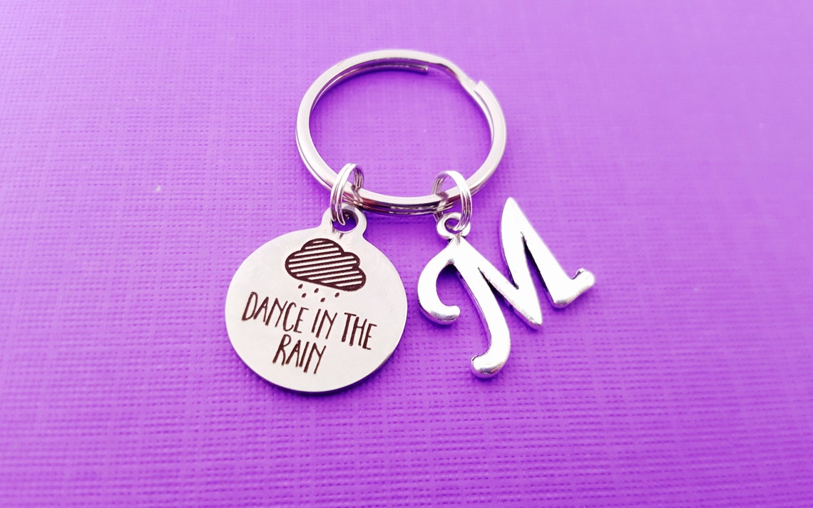 Dance in the Rain Keychain Rain Cloud Personalized Keychain - Etsy