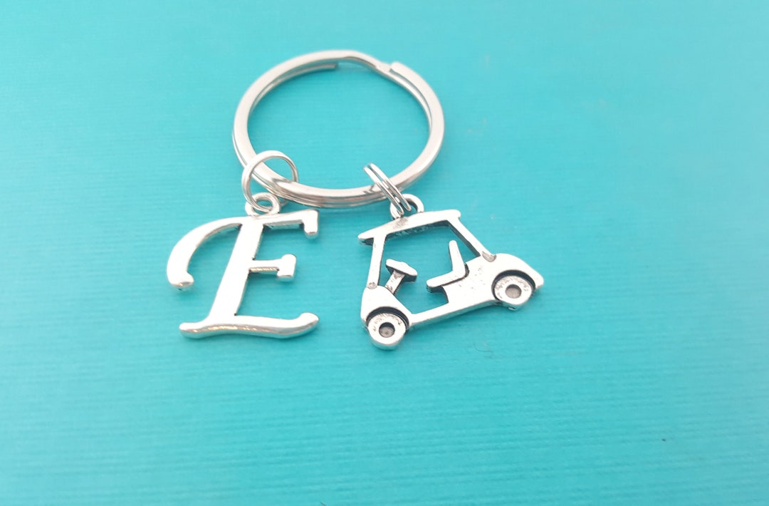 Golf Cart Keychain - Golfing Gift - Personalized Keychain - Initial ...
