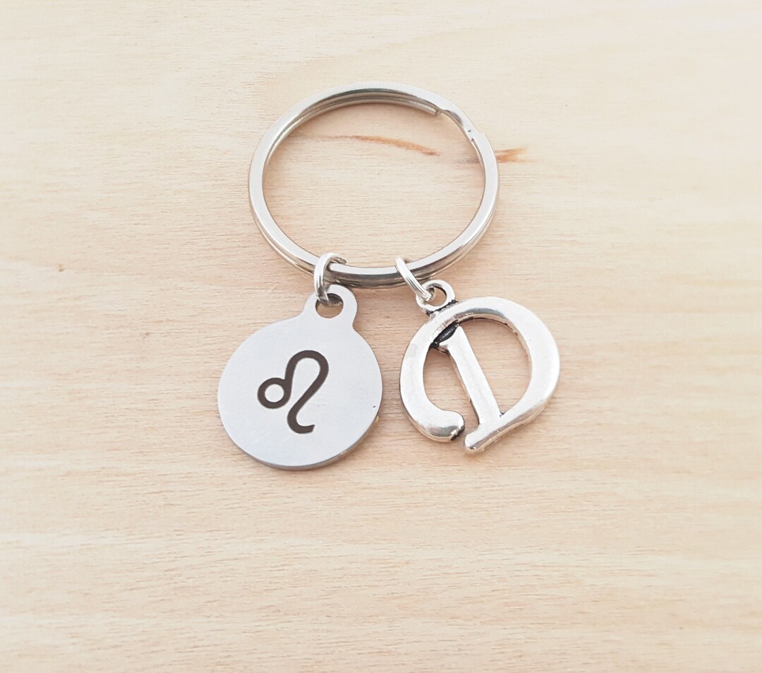 Leo Keychain - Zodiac Keychain - Personalized Keychain - Initial ...