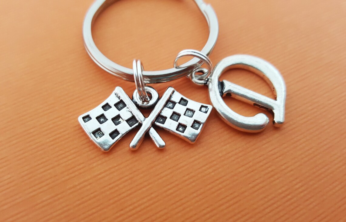 Checkered Flag Racing Keychain Personalized Keychain - Etsy
