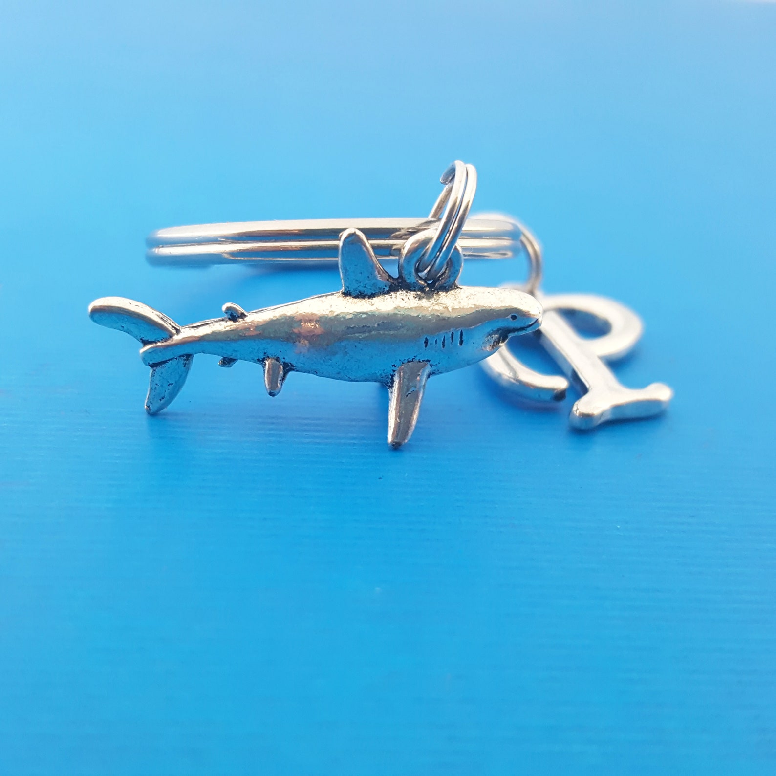 Shark Key Chain - Shark - Personalized Initial Keychain - Custom Key ...