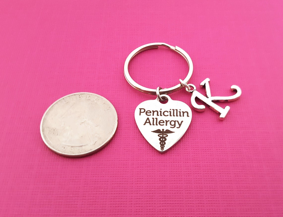 Penicillin Allergy Keychain - Personalized Keychain - Initial Keychain ...