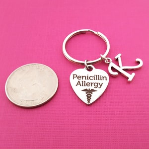 Penicillin Allergy Keychain - Personalized Keychain - Initial Keychain ...