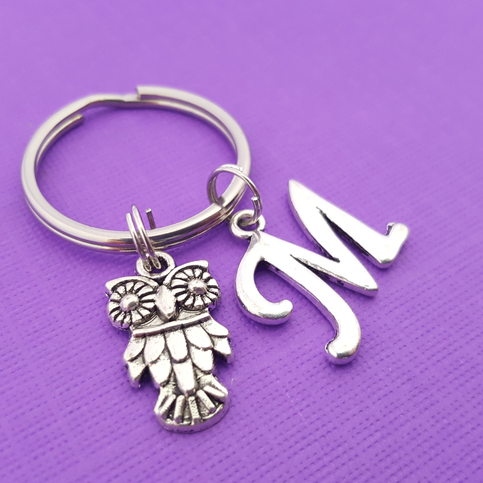 Owl Keychain - Personalized Keychain - Initial Keychain - Custom Key ...