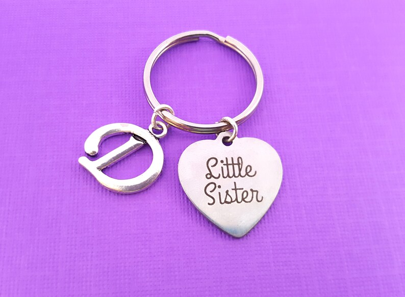 Little Sister Key Chain - Sister Charm - Personalized Key Chain ...