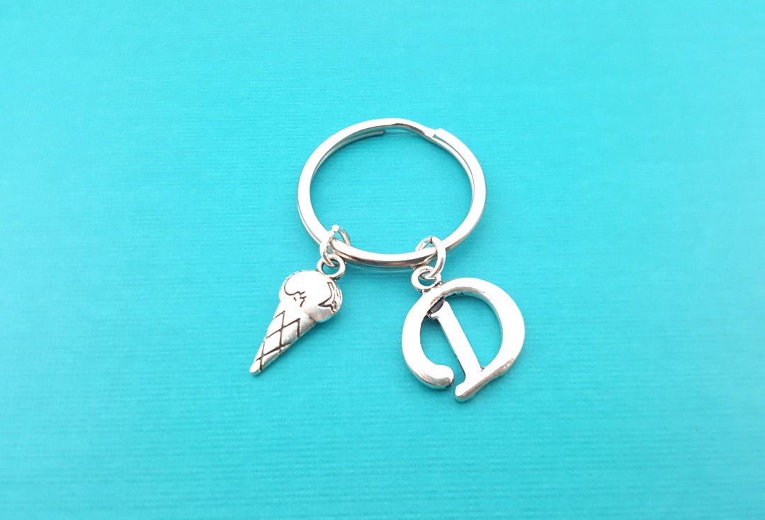 Ice Cream Key Chain - Ice Cream Keychain - Personalized Initial ...