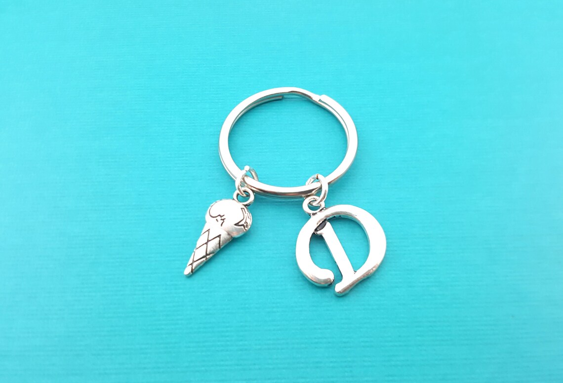 Ice Cream Key Chain - Ice Cream Keychain - Personalized Initial ...