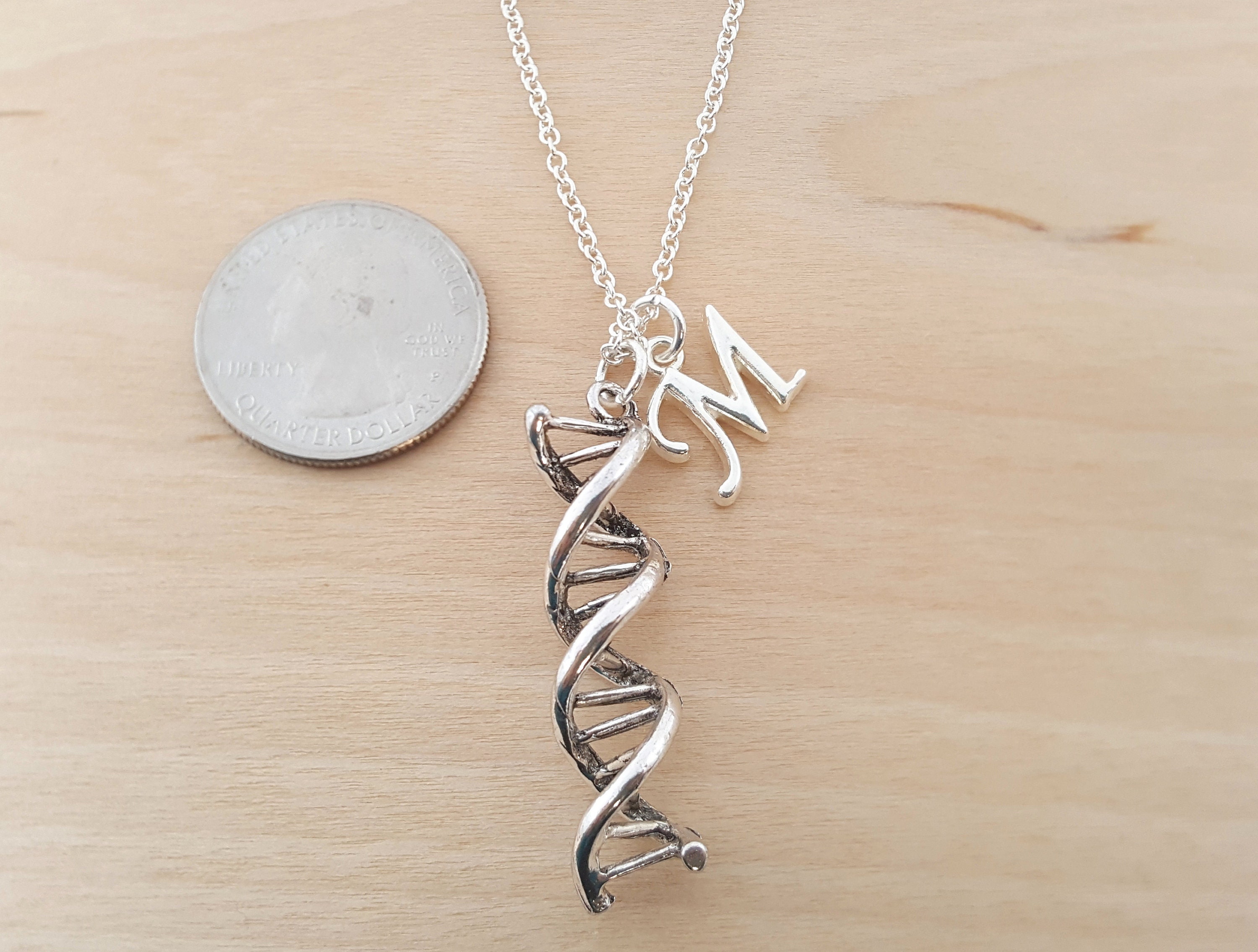 DNA Necklace - DNA Charm - DNA Strand Necklace - Biology - Personalized ...