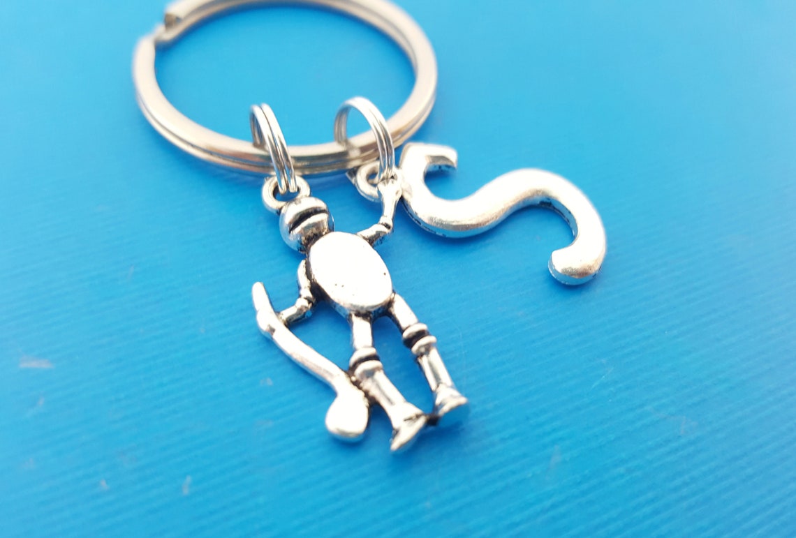 Tin Man Keychain Personalized Initial Keychain - Etsy