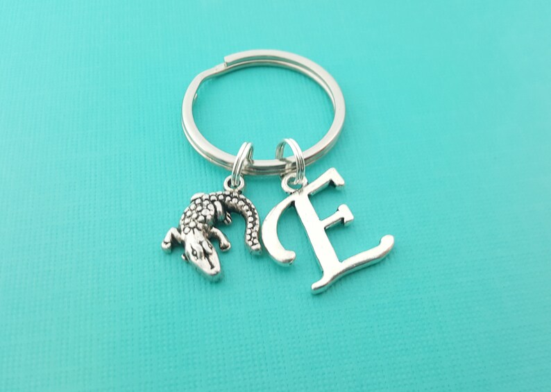 Alligator Keychain Personalized Key Chain Initial Key - Etsy