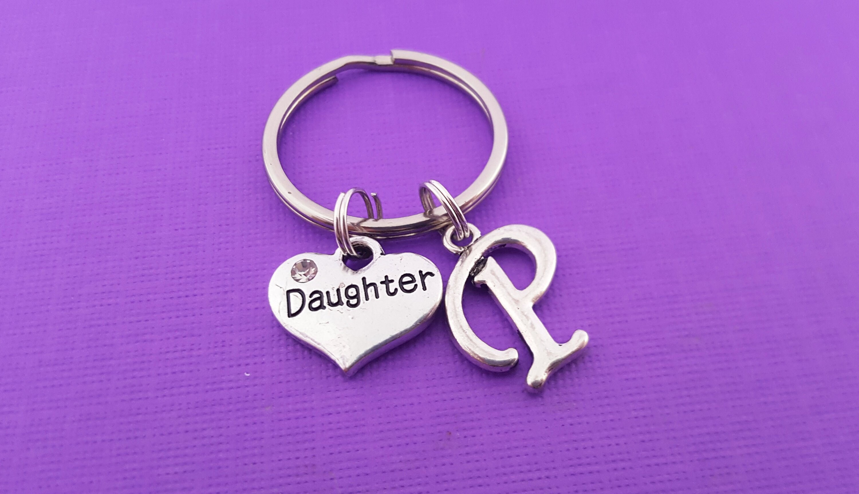 Daughter Keychain Personalized Initial Key Chain Custom - Etsy