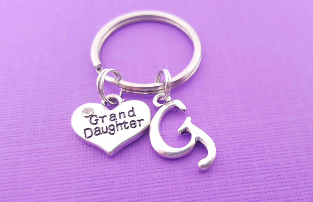 Grand Daughter Key Chain - Personalized Initial Keychain - Personalized ...
