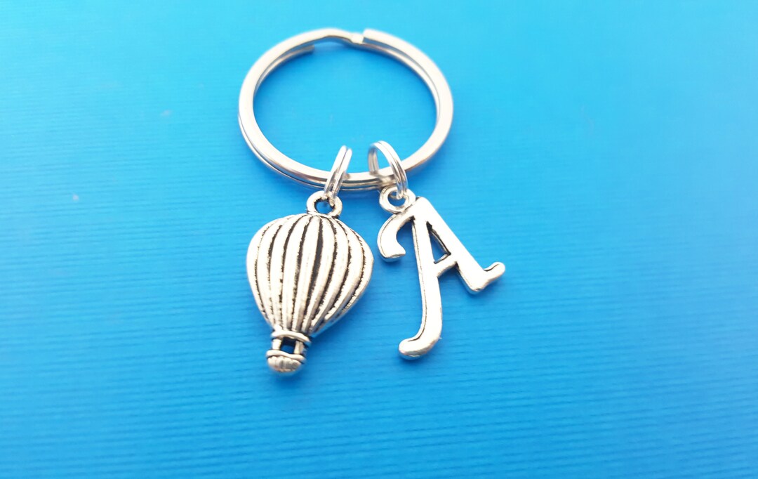Hot Air Balloon Key Chain - Personalized Key Chain - Initial Keychain ...