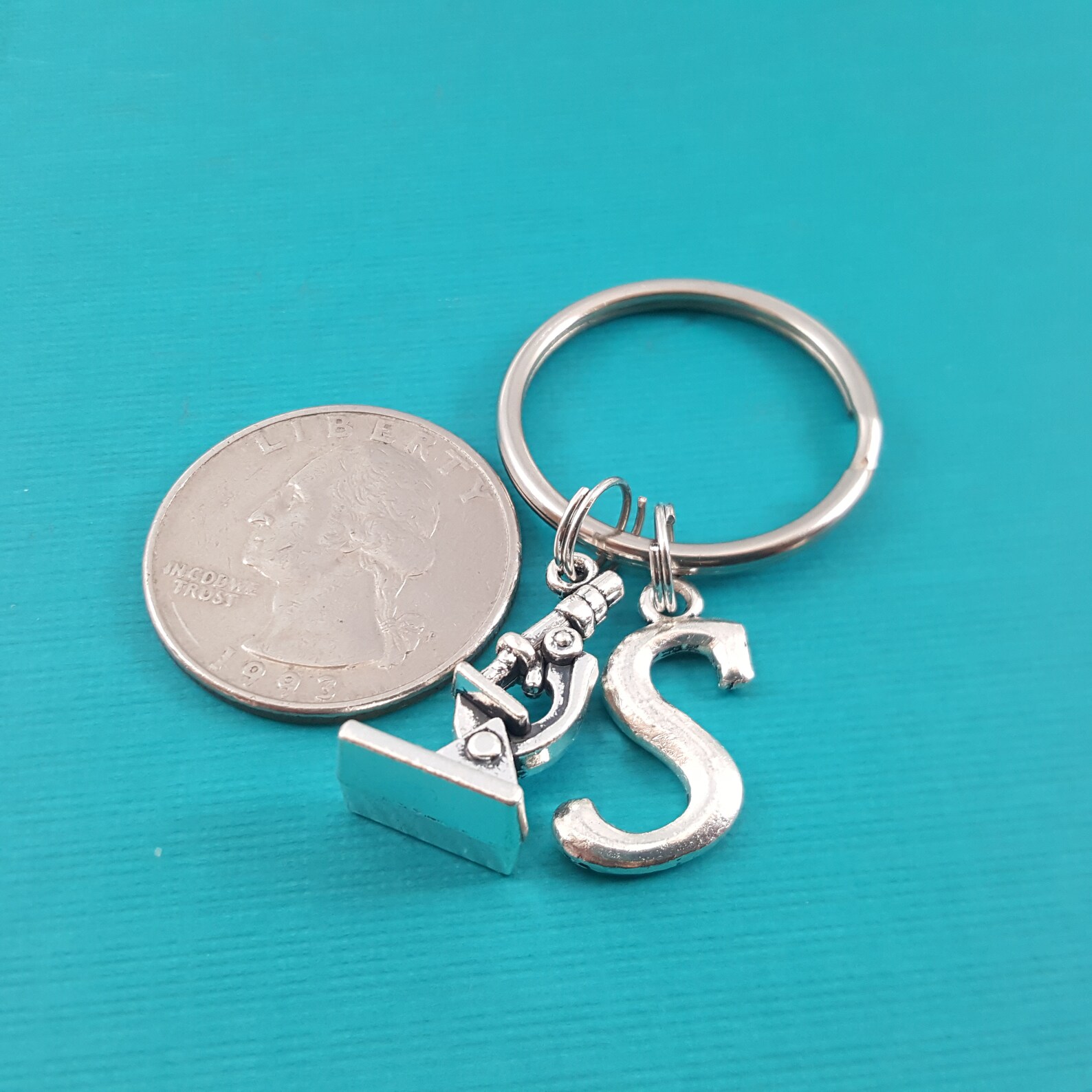 Microscope Keychain Personalized Key Chain Initial Key | Etsy