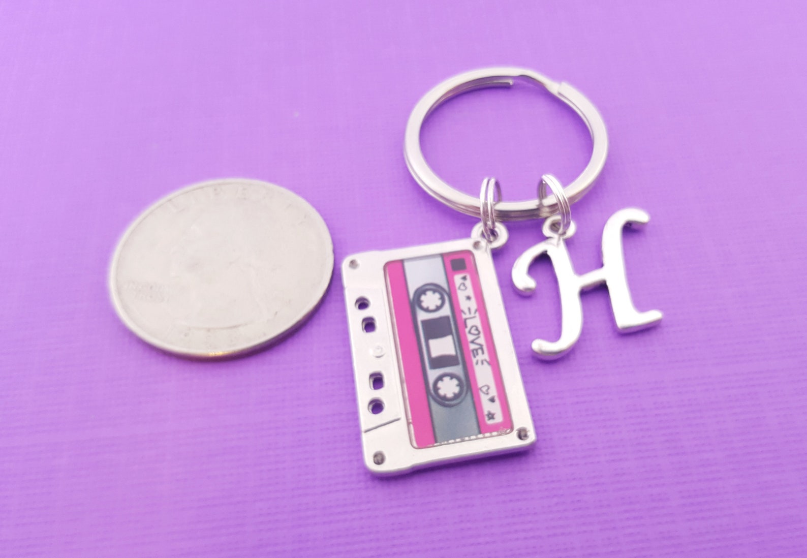 Cassette Tape Keychain Personalized Initial Key Chain - Etsy