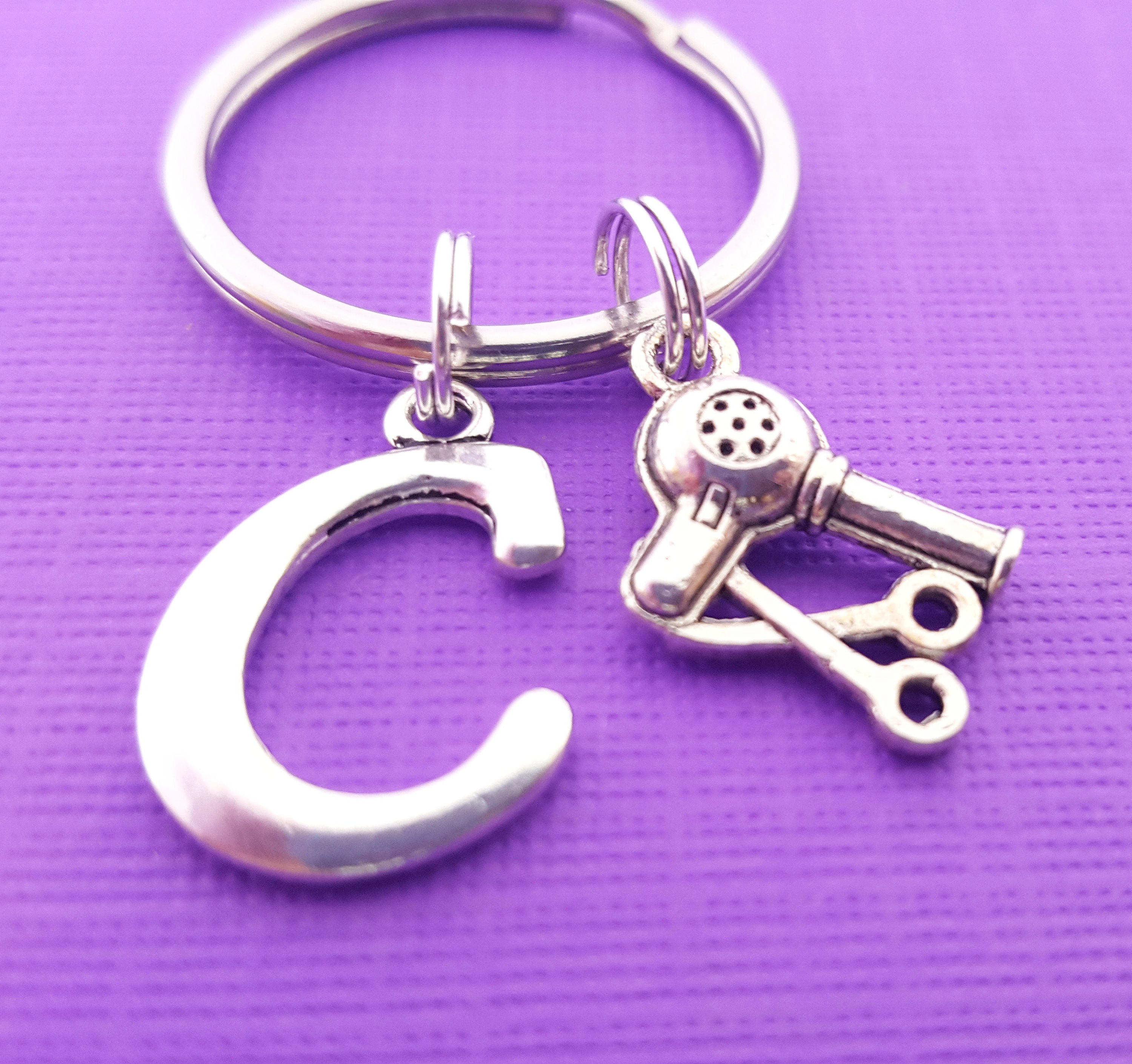 Hair Dresser Keychain Personalized Keychain Initial - Etsy