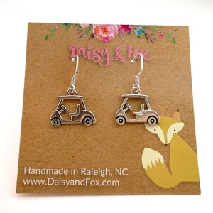 Golf Cart Earrings - Golf Earrings - Sterling Silver Earrings - Silver ...