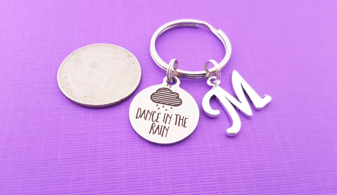 Dance in the Rain Keychain Rain Cloud Personalized Keychain - Etsy