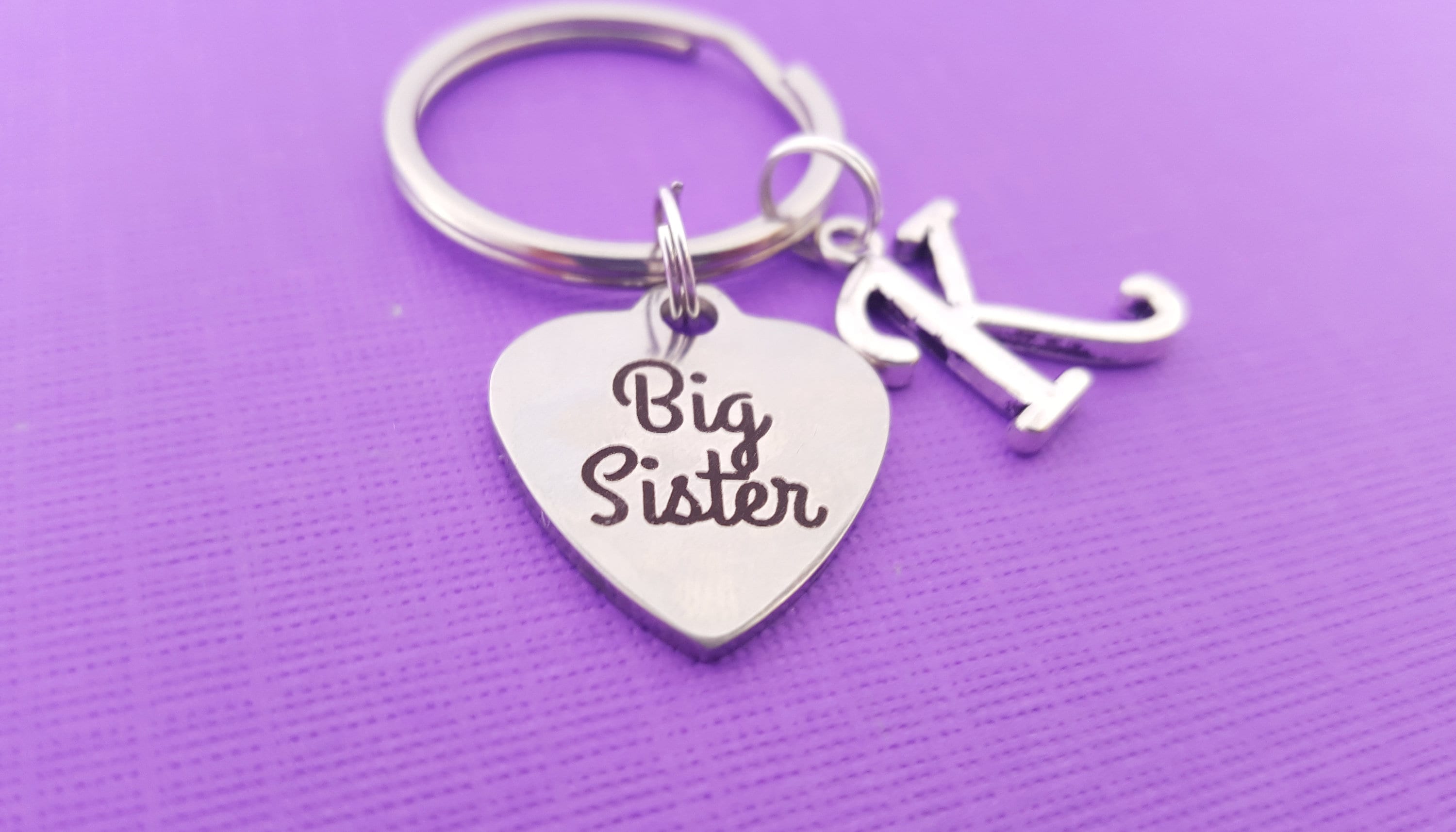 Big Sister Charm - Personalized Key Chain - Initial Key Chain - Custom ...