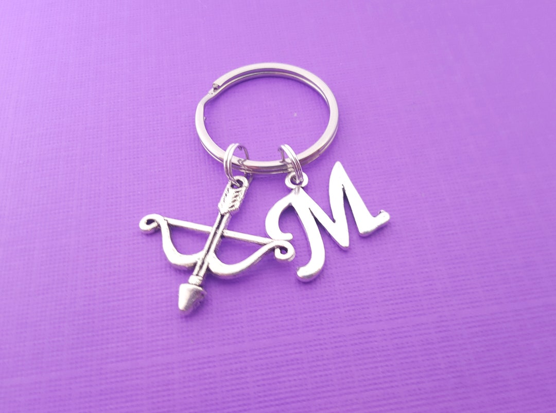 Bow and Arrow Archery Key Chain - Personalized Initial Key Chain ...