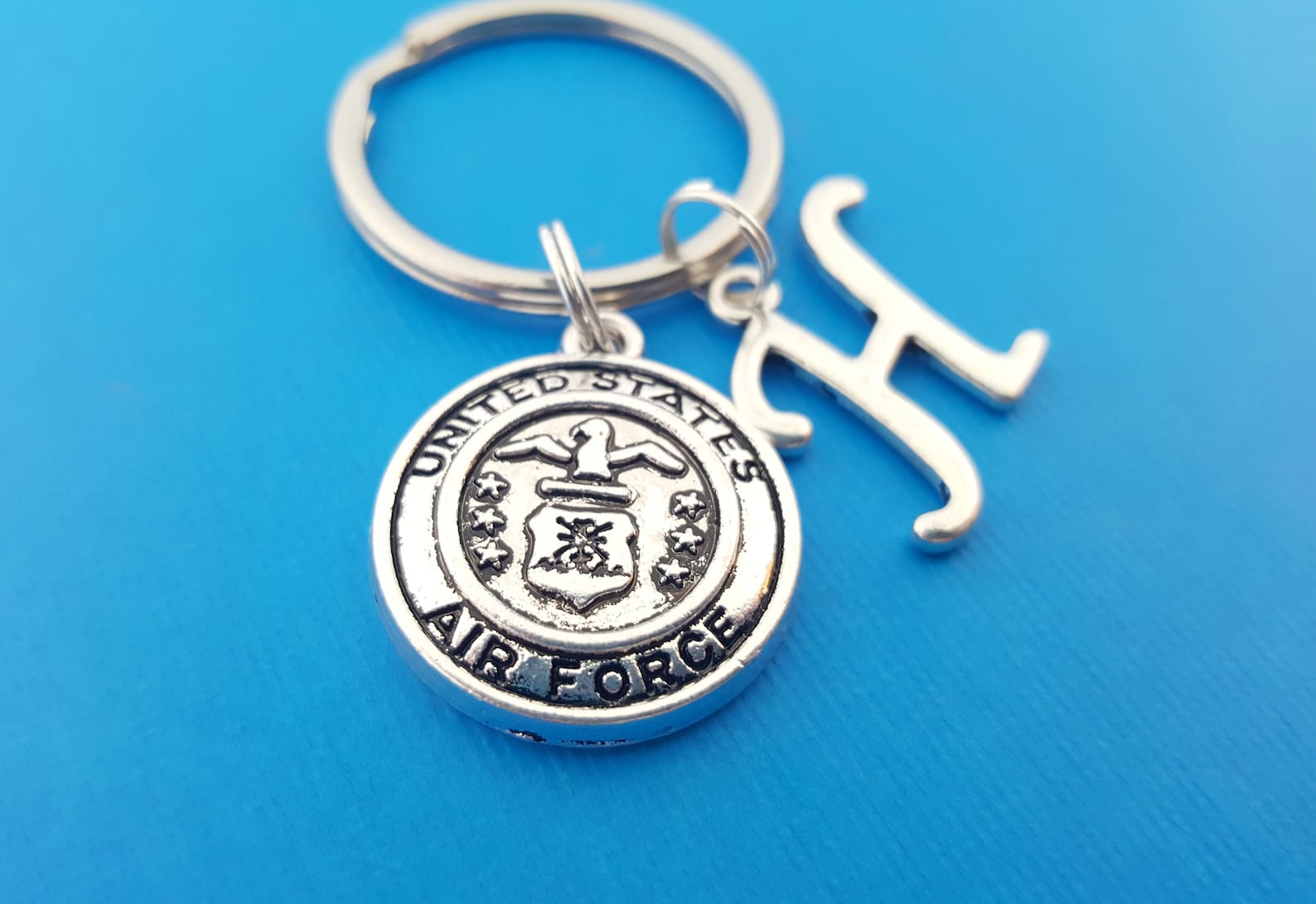 United States Air Force Keychain Personalized Gift Initial - Etsy