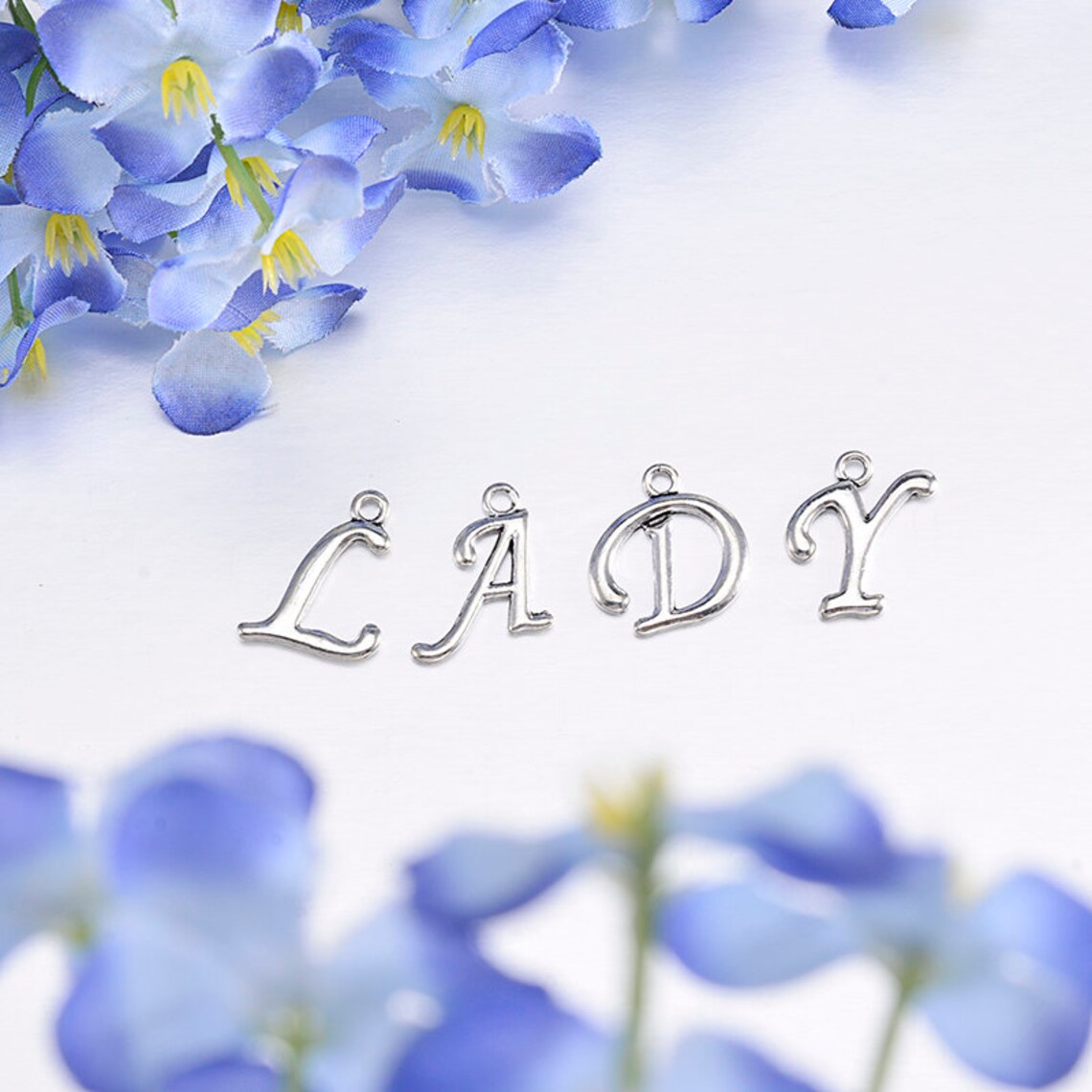 Silver Script Initial Charm Add on Choose Your Initial | Etsy