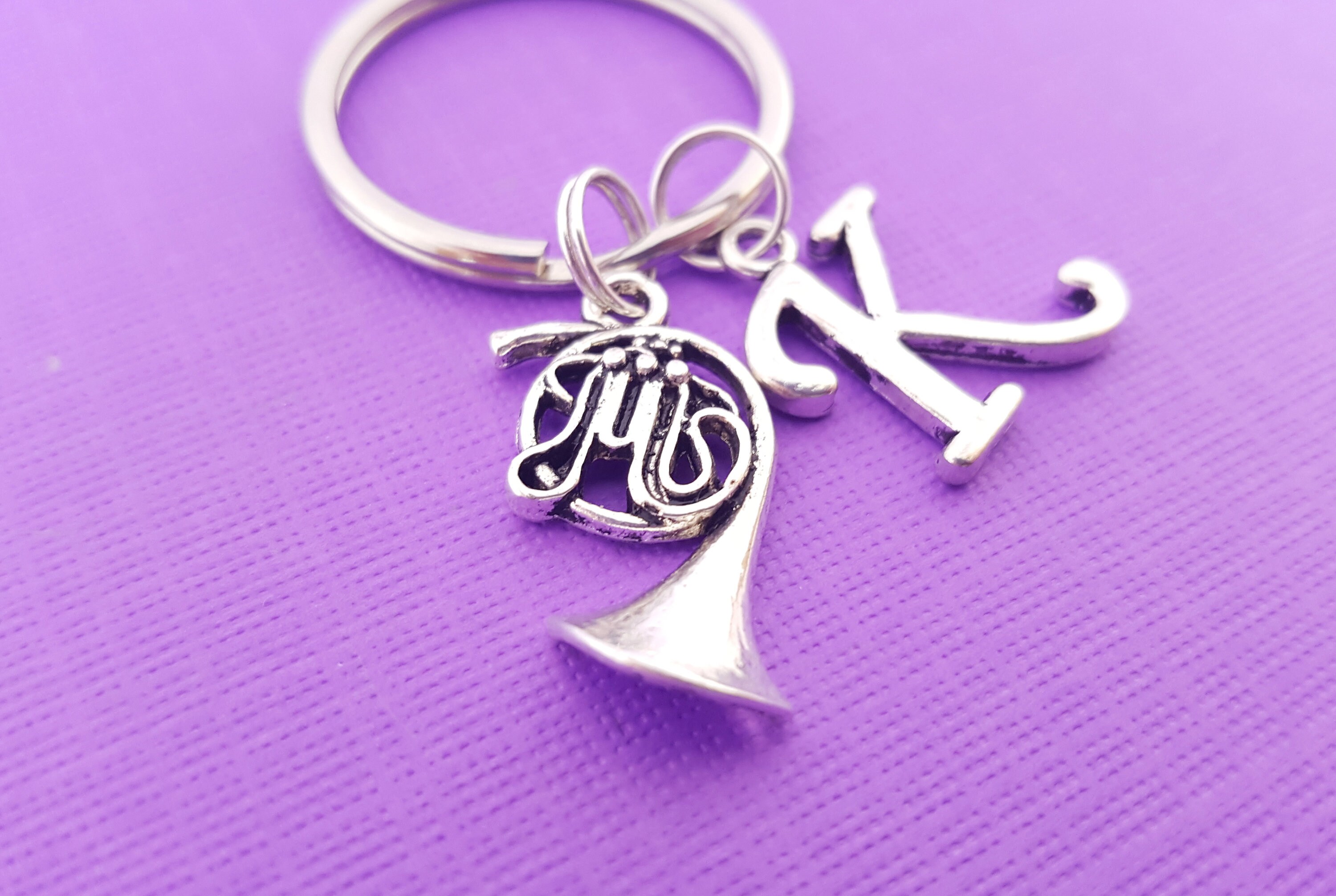 French Horn Keychain Music Gift Personalized Initial | Etsy