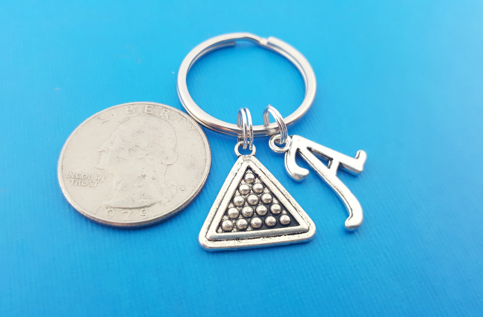 Billiards Charm Personalized Key Chain Initial Key Chain - Etsy