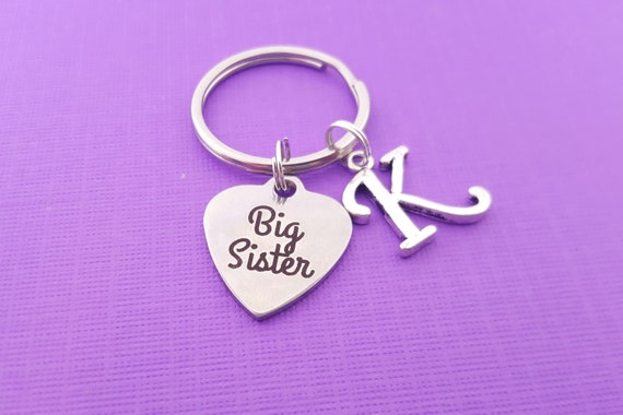 Big Sister Charm Personalized Key Chain Initial Key Chain | Etsy