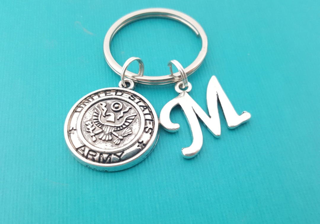 Army Keychain - Personalized Initial Keychain - Custom Key Chain ...