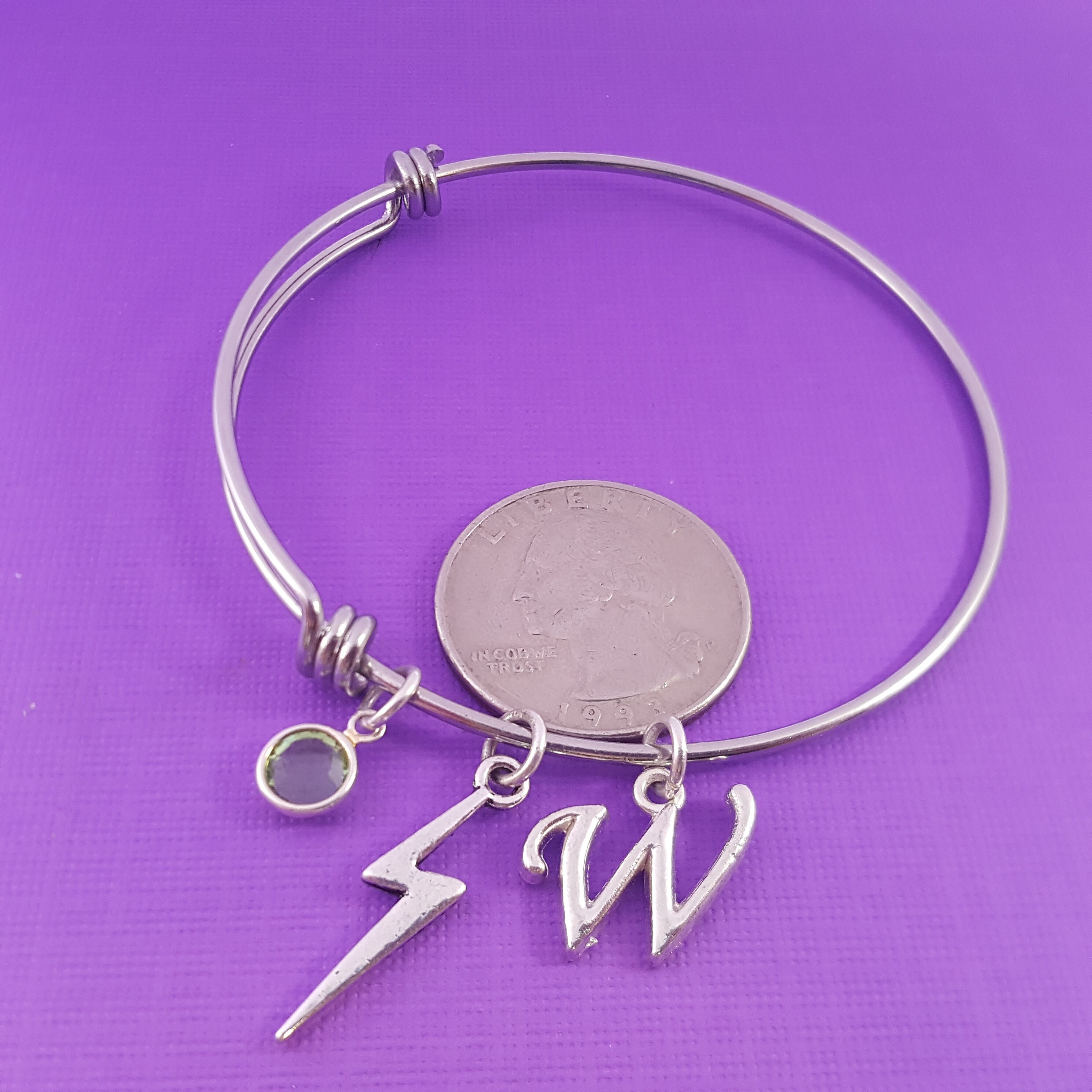 Lightning Bolt Bangle Silver Adjustable Bangle - Etsy