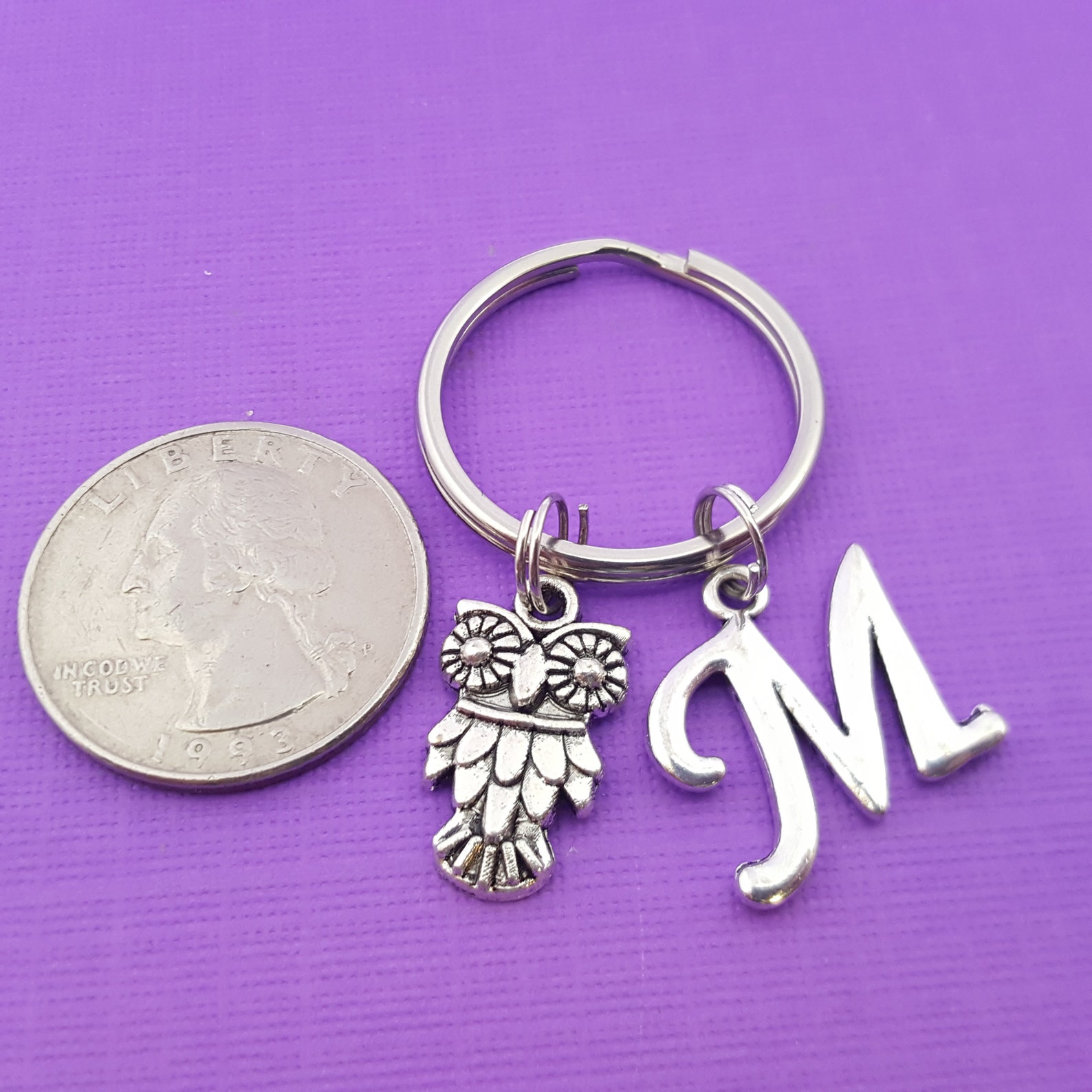 Owl Keychain - Personalized Keychain - Initial Keychain - Custom Key ...