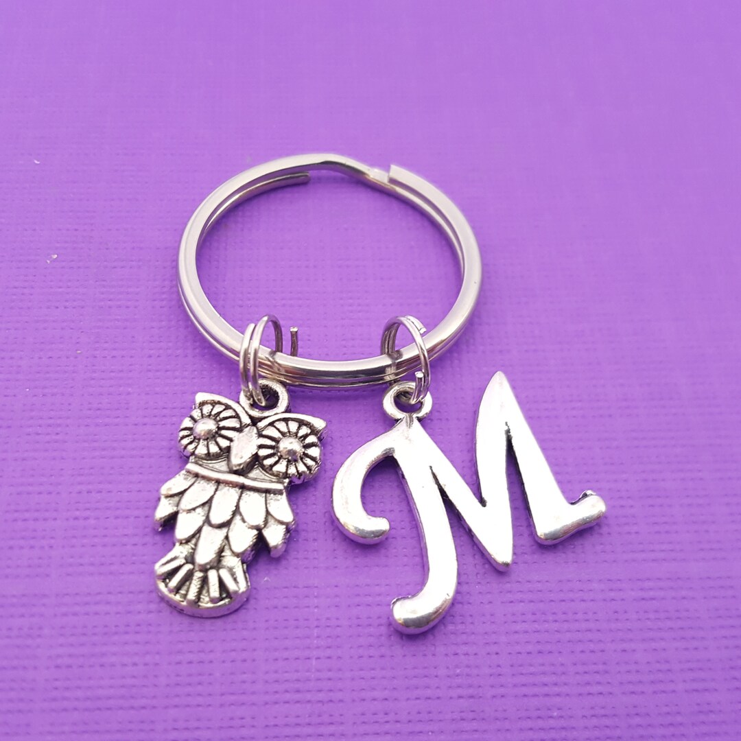 Owl Keychain - Personalized Keychain - Initial Keychain - Custom Key ...