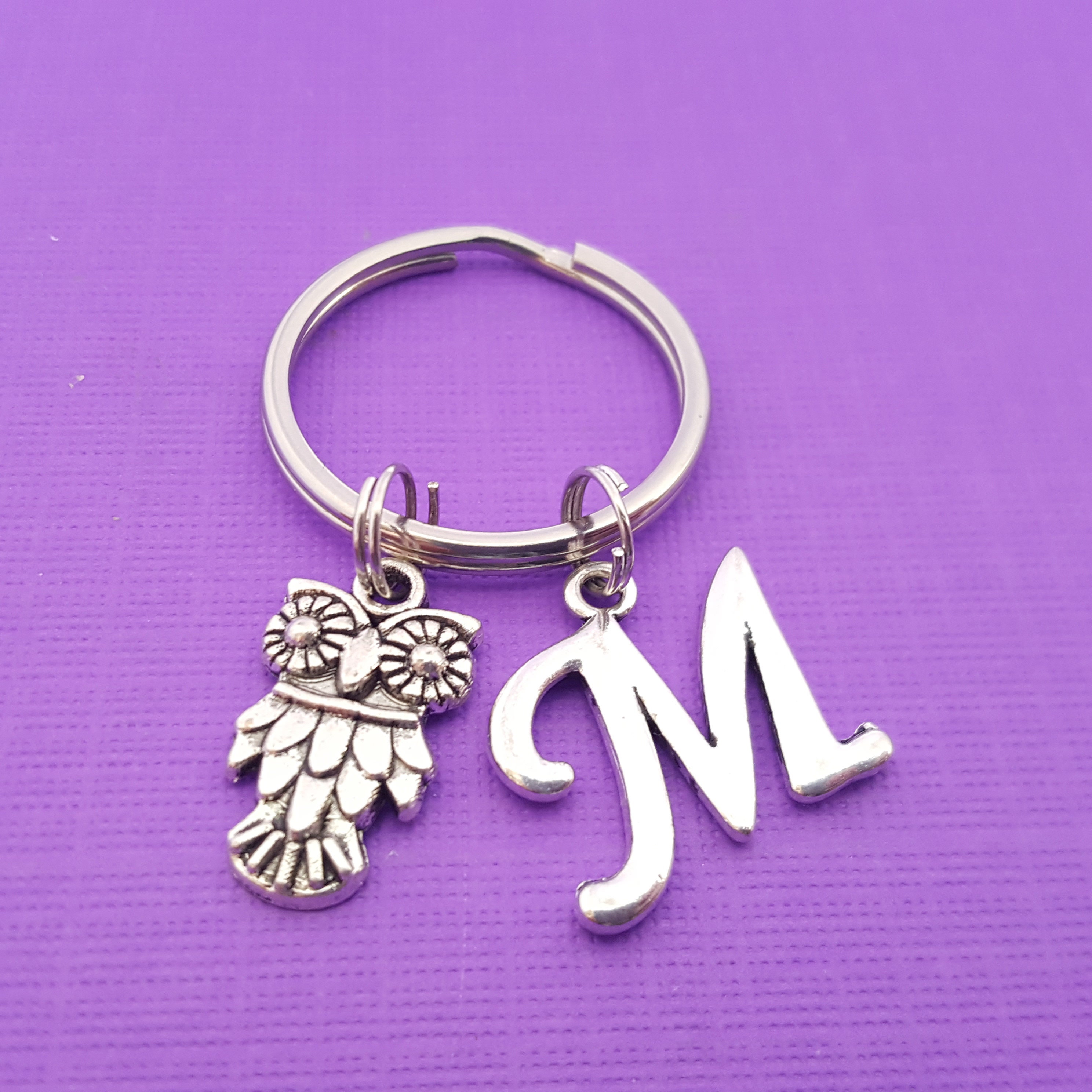 Owl Keychain - Personalized Keychain - Initial Keychain - Custom Key ...