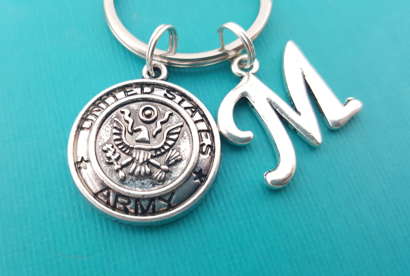 Army Keychain Personalized Initial Keychain Custom Key | Etsy