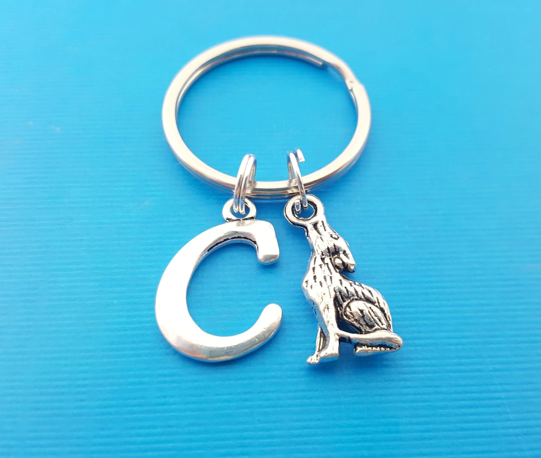 Howling Wolf Keychain - Personalized Initial Keychain - Wolf Pack ...