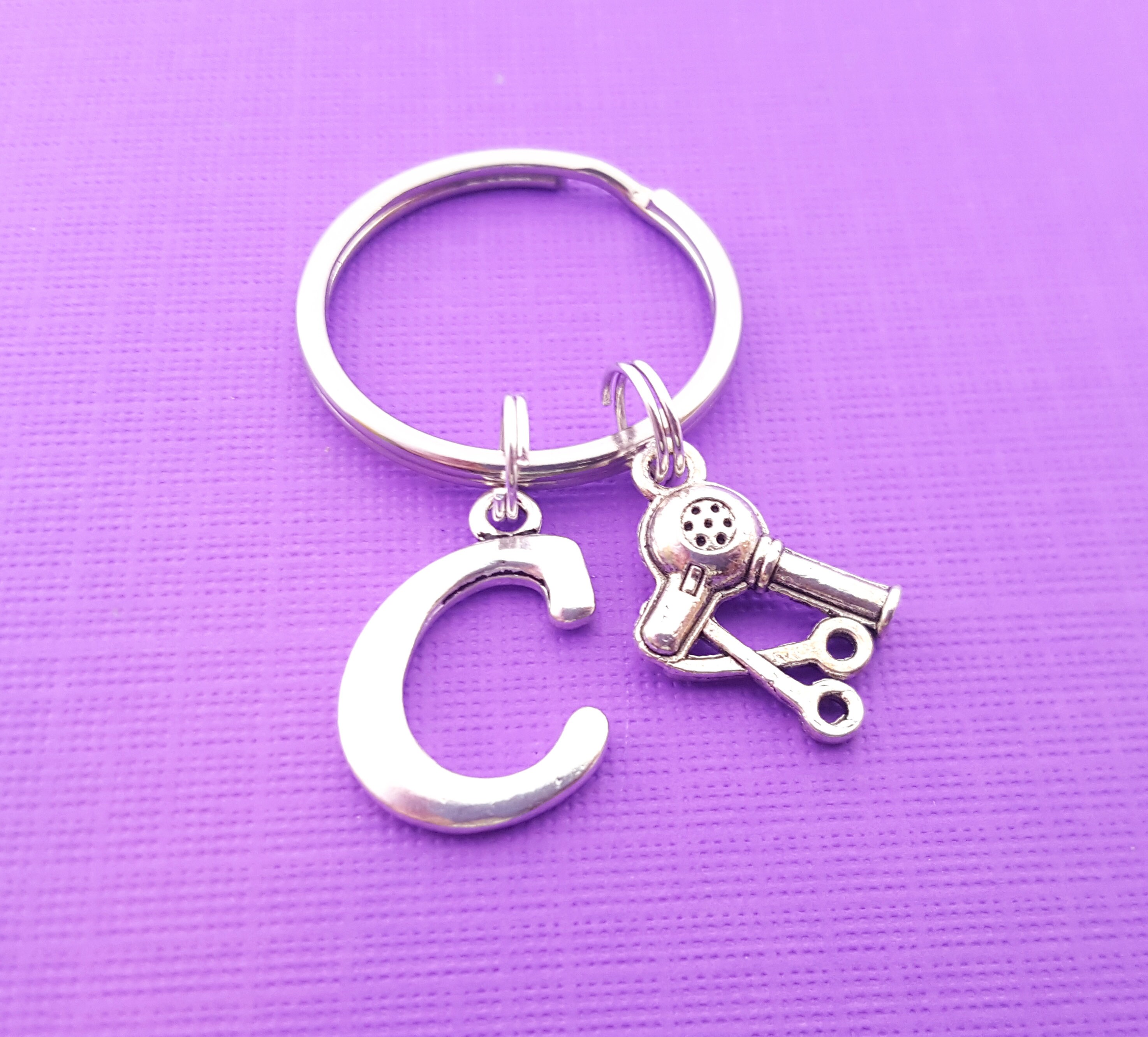 Hair Dresser Keychain Personalized Keychain Initial - Etsy