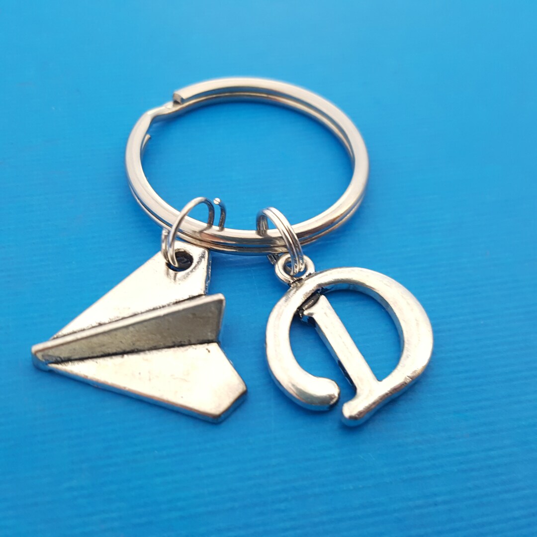 Paper Plane Keychain - Personalized Keychain - Initial Keychain ...