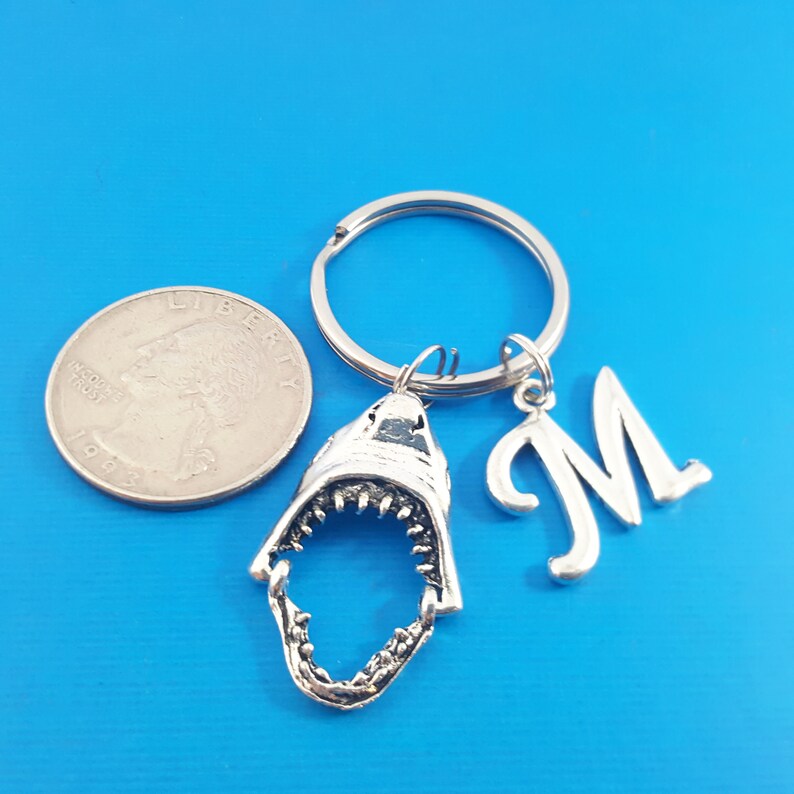 Jaws Key Chain - Personalized Initial Keychain - Custom Key Chain ...