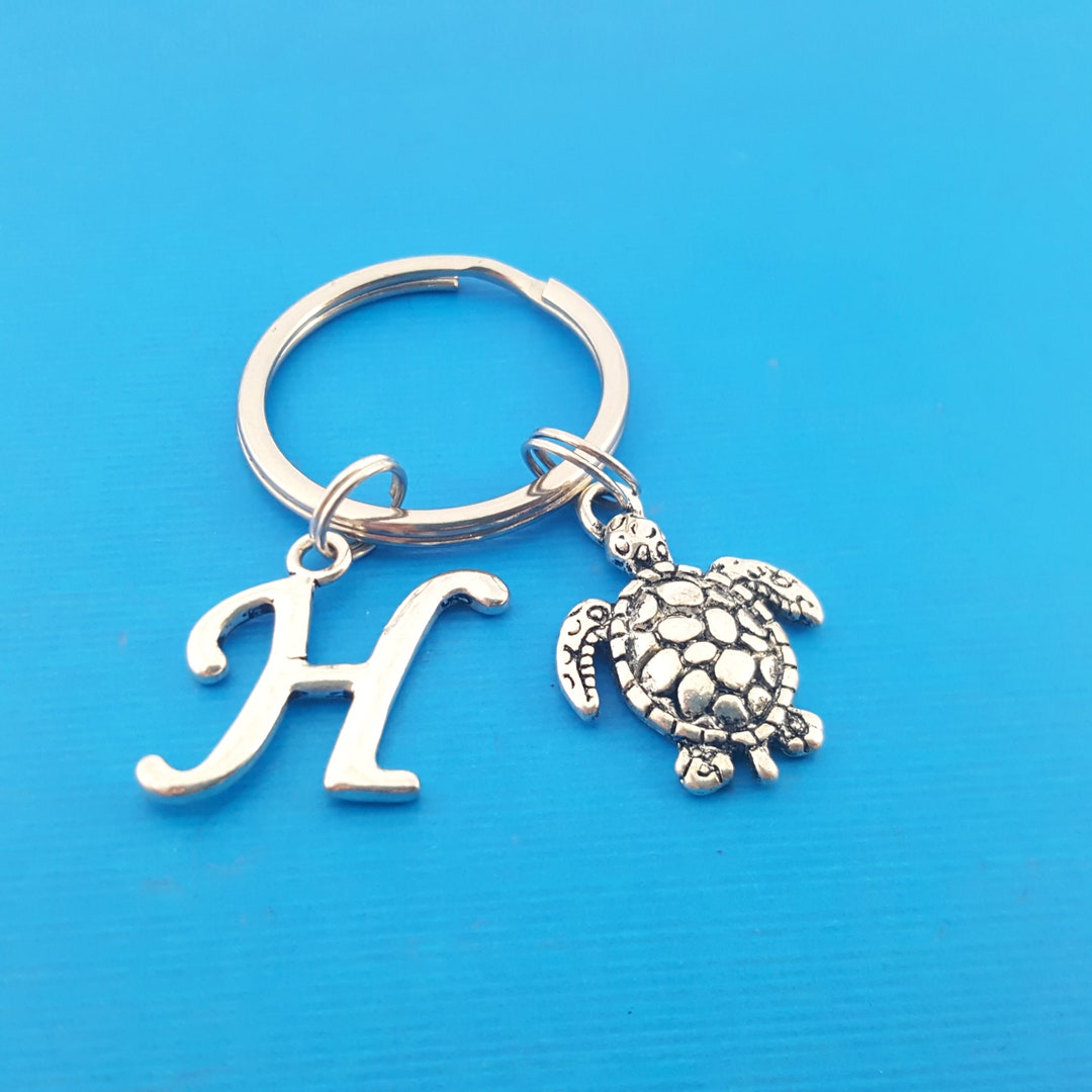 Sea Turtle Keychain - Personalized Key Chain - Initial Key Chain ...
