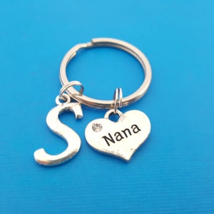 Nana Charm - Personalized Key Chain - Initial Key Chain - Custom Key ...