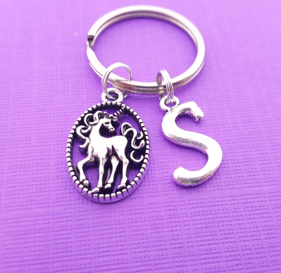 Unicorn Keychain Personalized Keychain Initial Keychain | Etsy