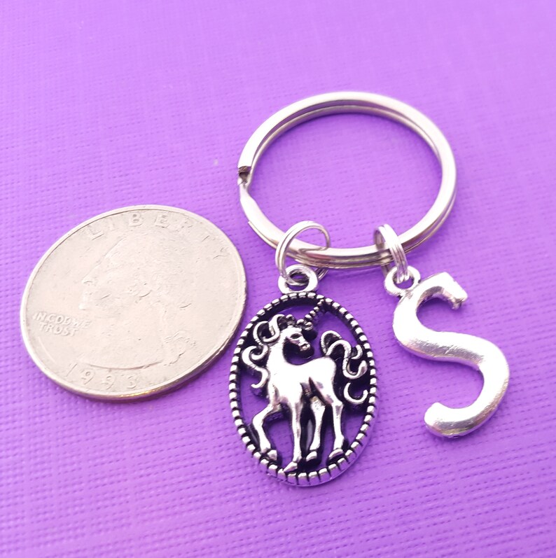 Unicorn Keychain - Personalized Keychain - Initial Keychain - Custom ...