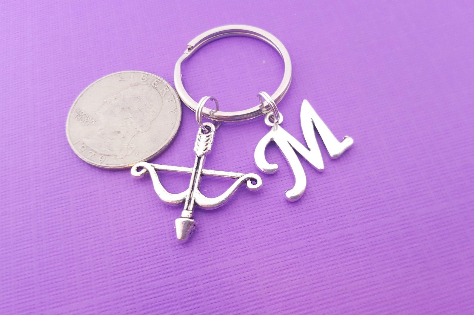 Bow and Arrow Archery Key Chain Personalized Initial Key - Etsy