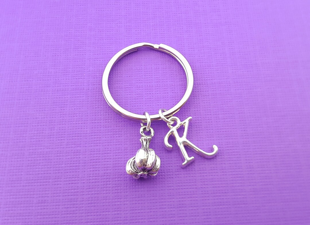Garlic Keychain - Personalized Keychain - Initial Keychain - Custom Key ...