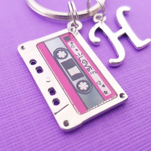 Cassette Tape Keychain - Personalized Initial Key Chain - Custom Key ...