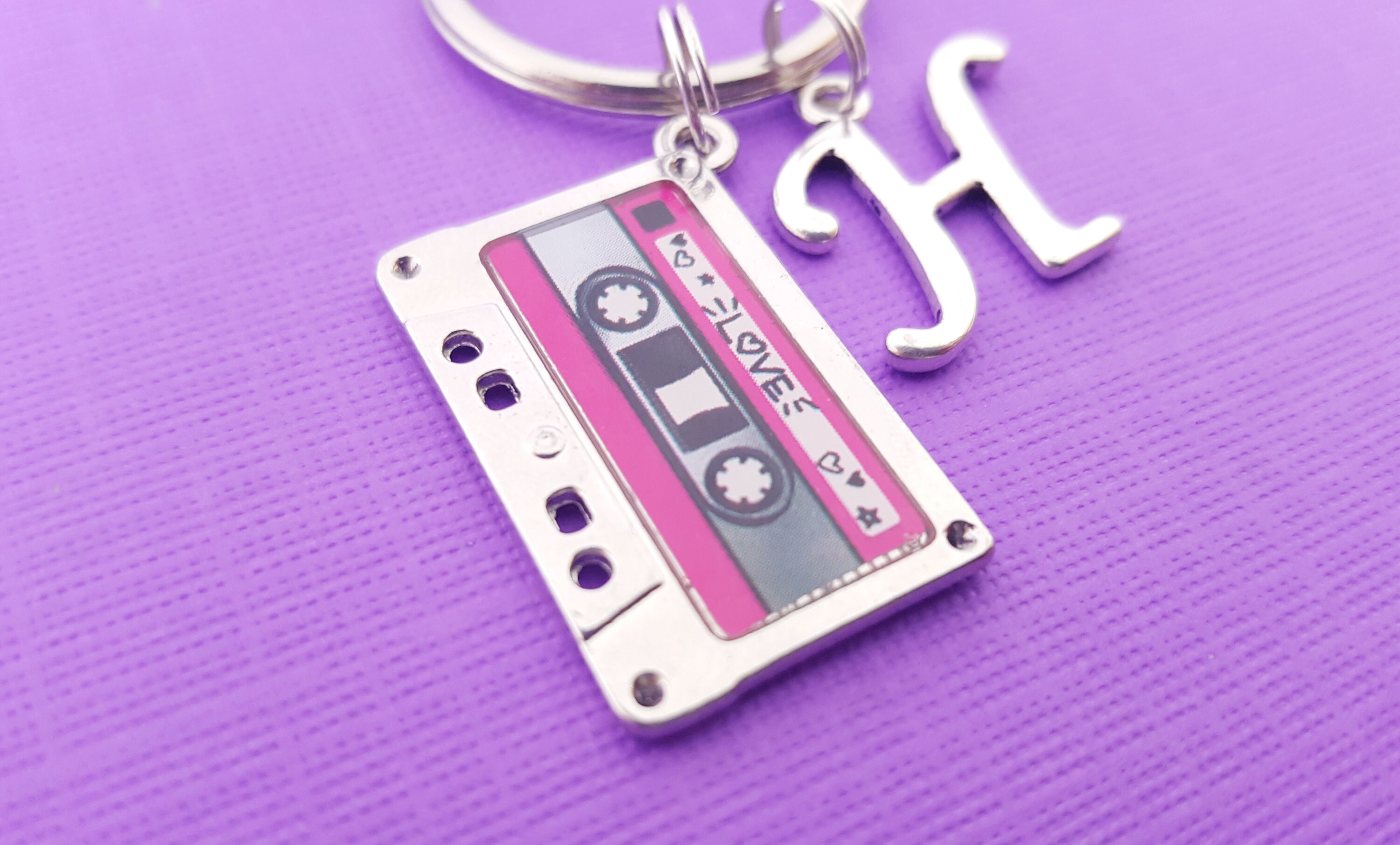 Cassette Tape Keychain Personalized Initial Key Chain | Etsy