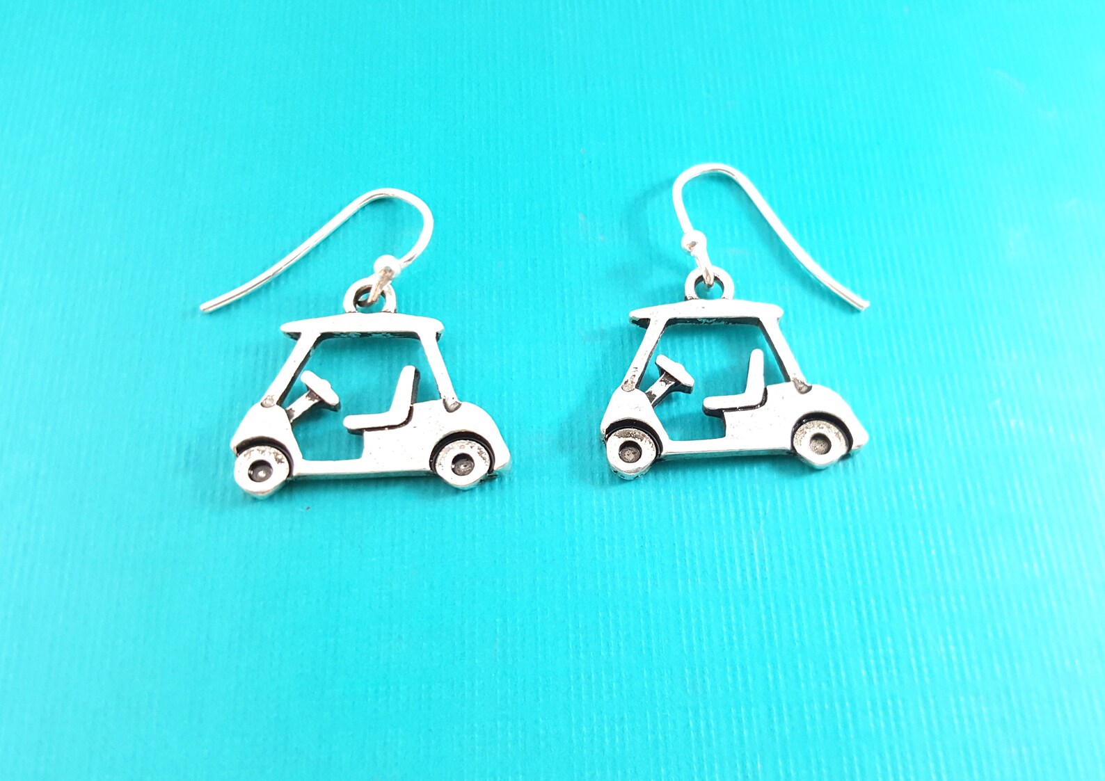 Golf Cart Earrings Golf Earrings Sterling Silver Earrings - Etsy